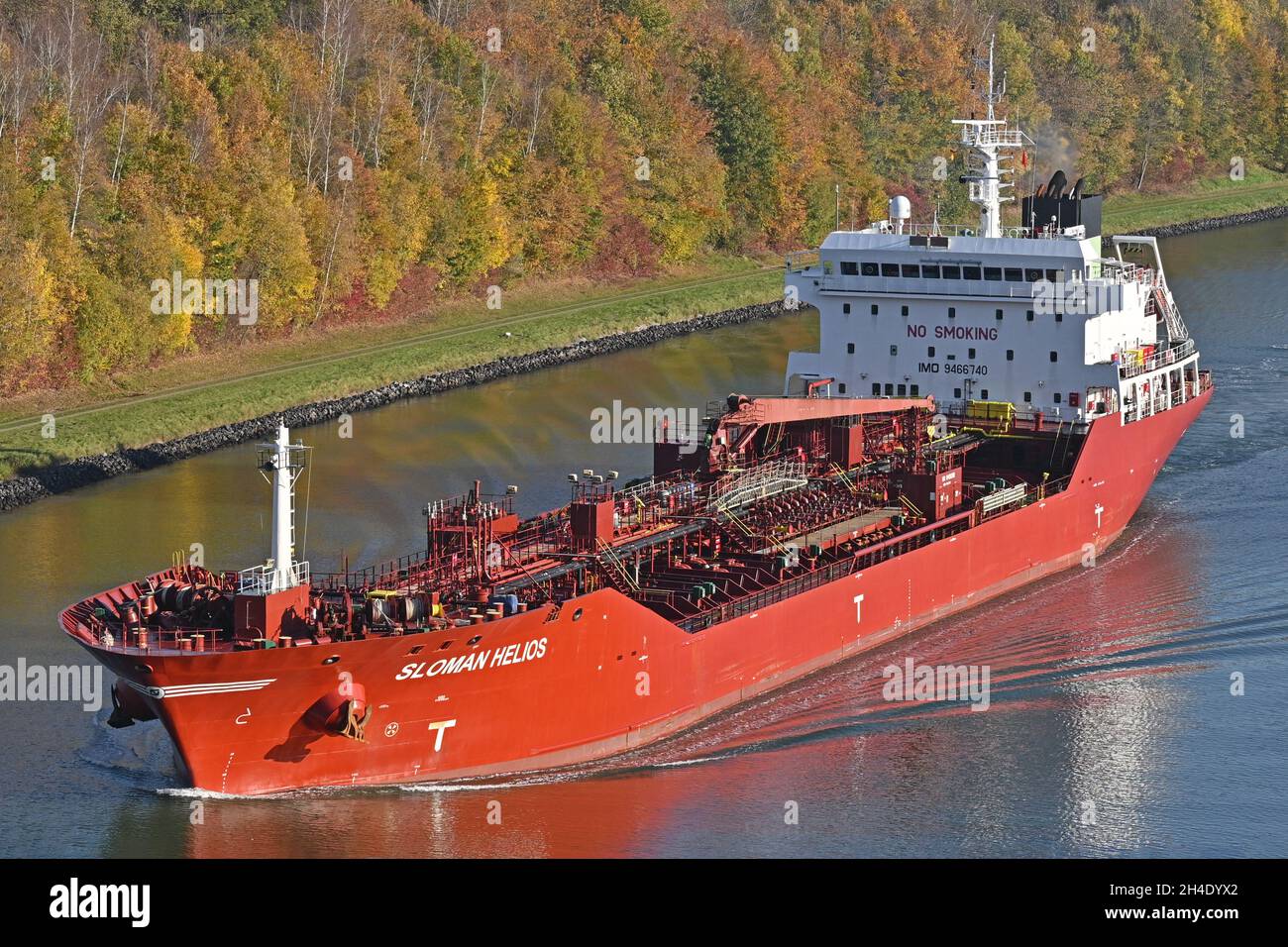 Chemical Oil Products Tanker SLOMAN HELIOS passing the Kiel Canal Stock ...