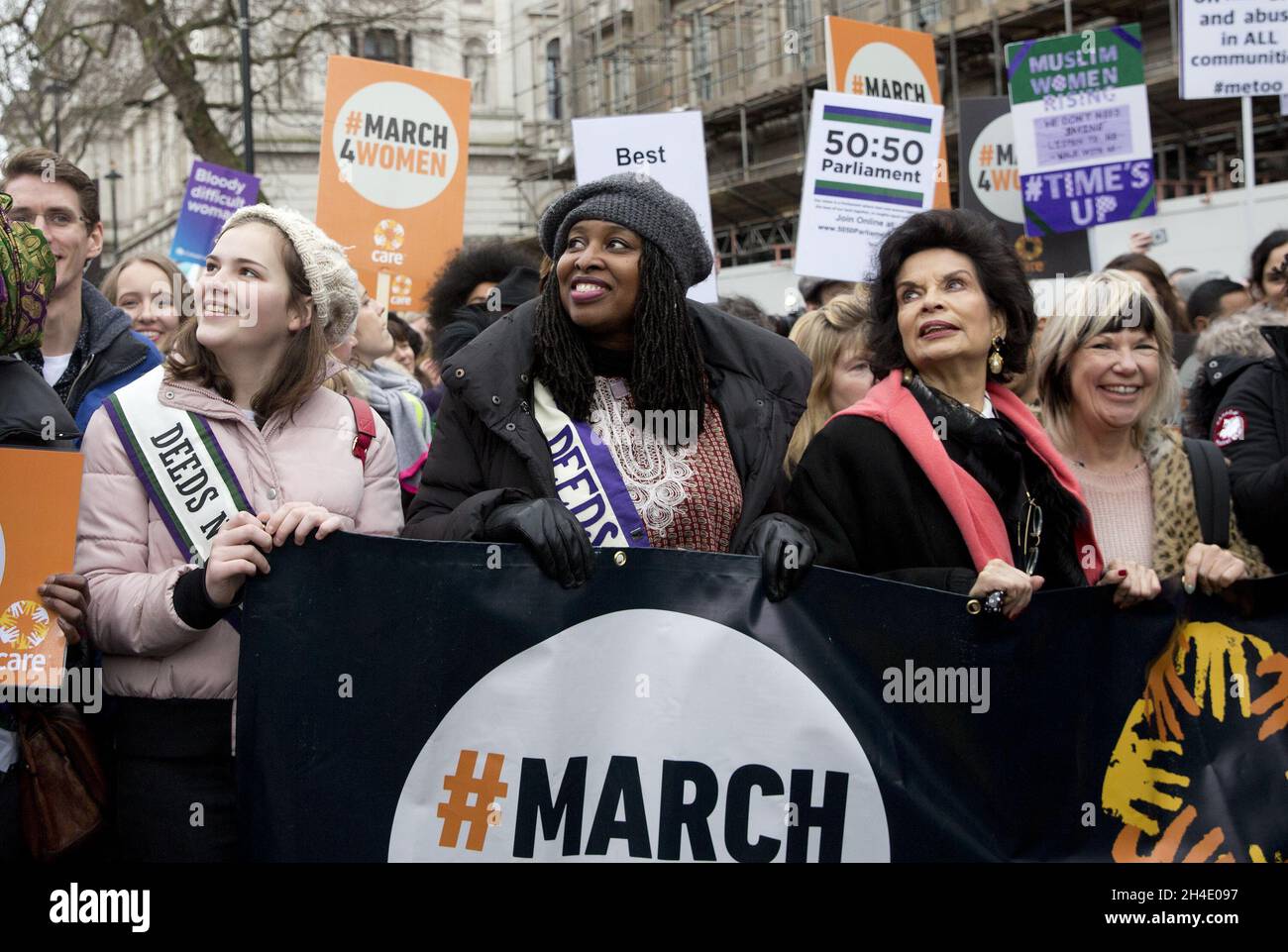 (left to right) Marchers including Emmeline Pankhurst's great-great ...