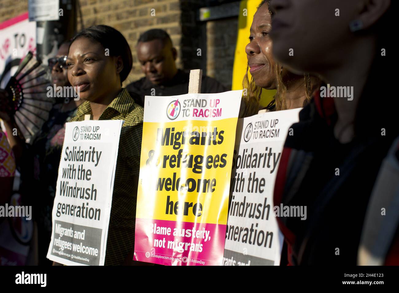 Protesters gather in a solidarity rally in Windrush Square, Brixton ...