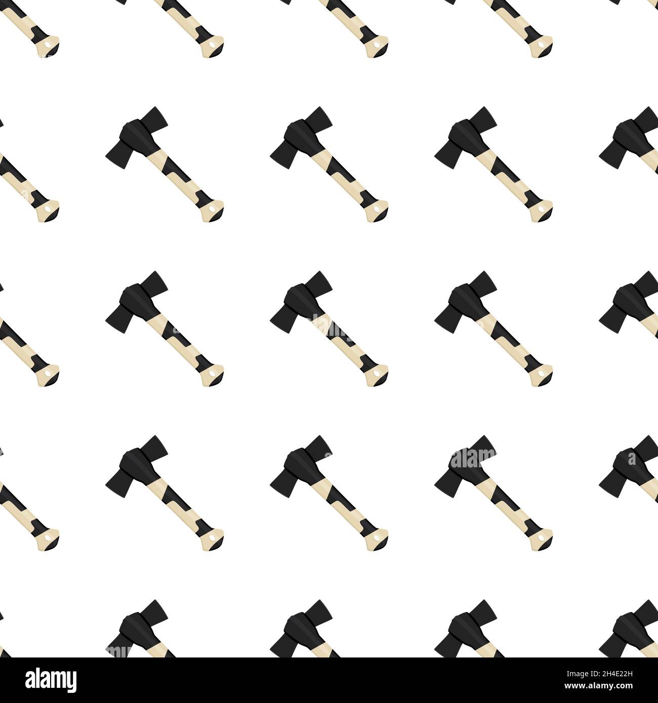 Illustration on theme pattern steel axes with wooden handle, metal ax ...