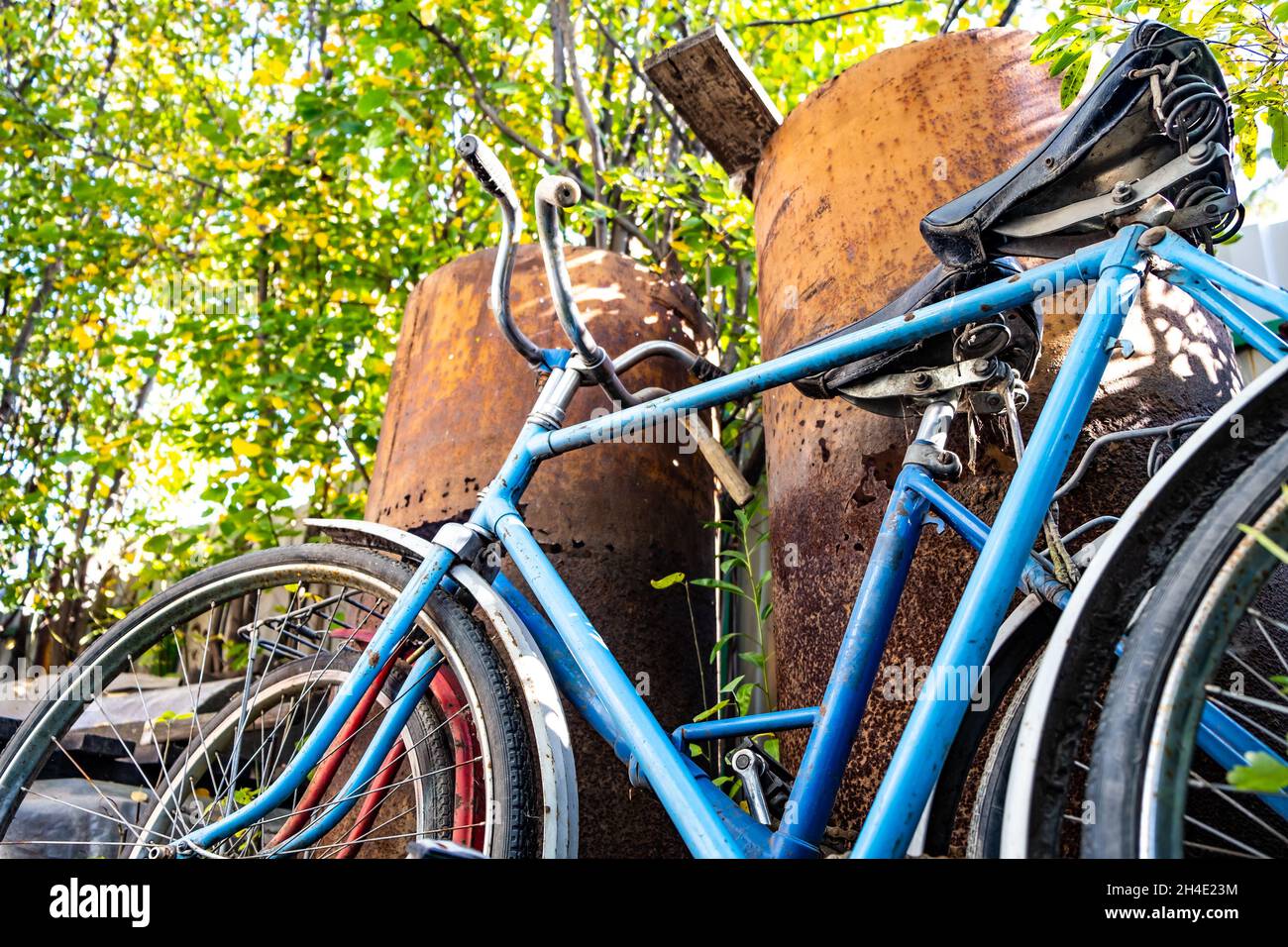 Old and Rusty Bicycle Details outdoor Stock Photo - Alamy