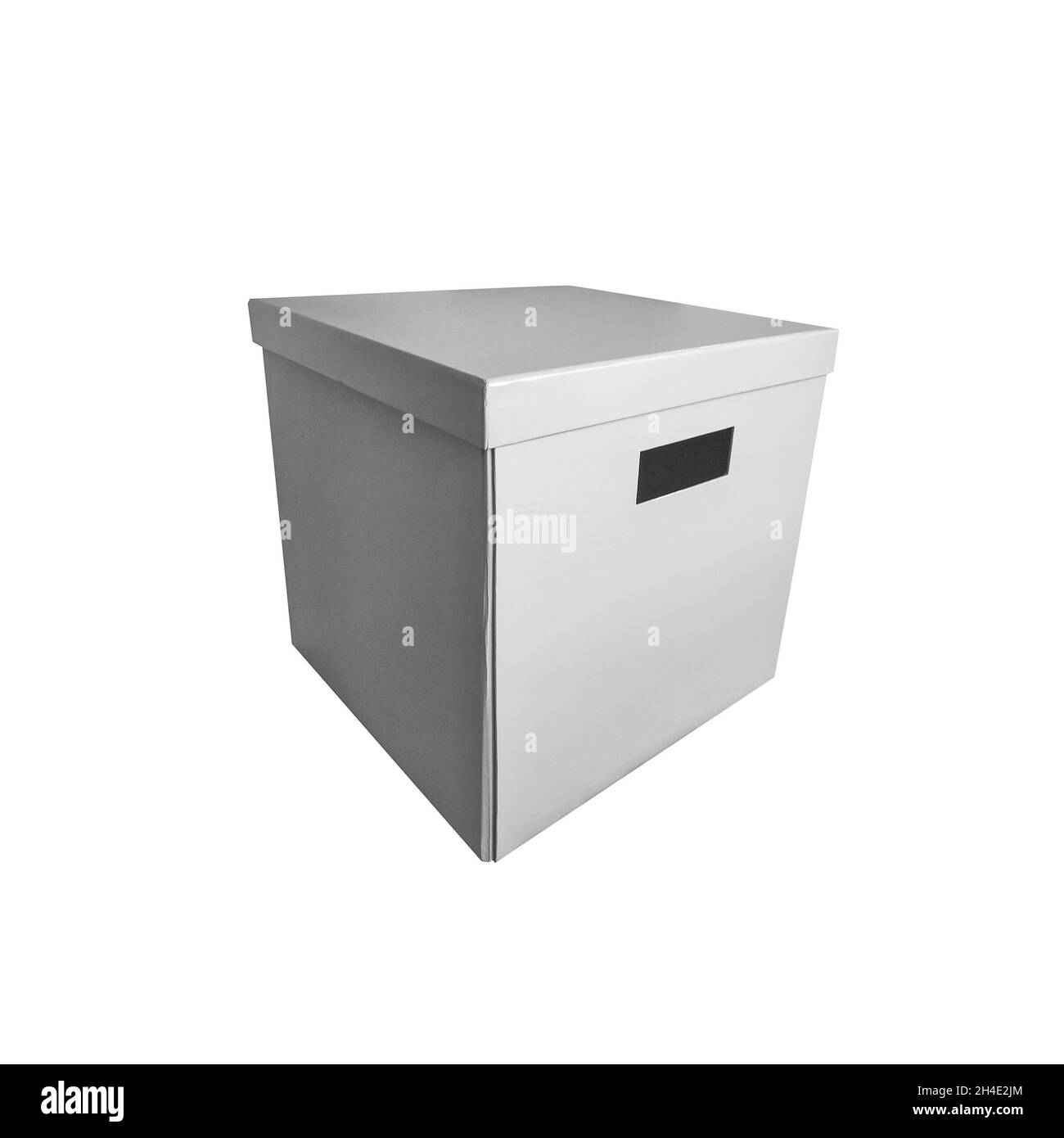 White cardboard box with cover isolated on white background Stock Photo ...