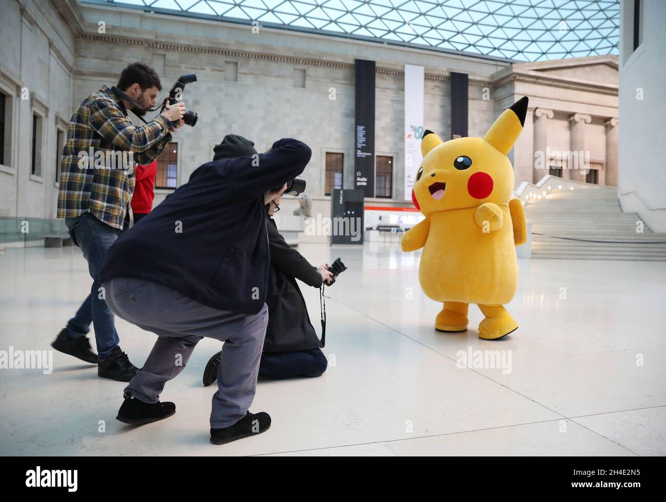 The media photograph a life-size Pokemon character Pikachu during the ...