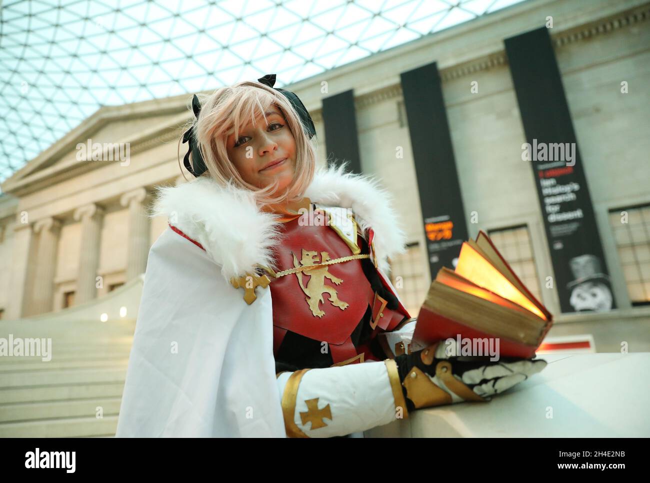 Cosplayer Tabatha Barton, dressed as Astolfo, strikes a pose during the ...