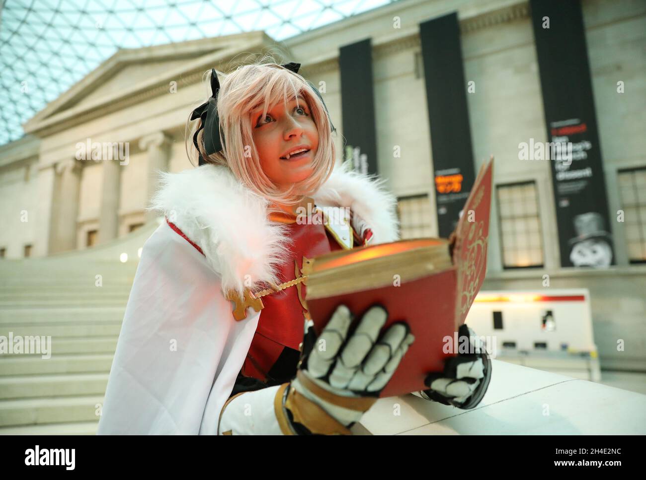 Cosplayer Tabatha Barton, dressed as Astolfo, strikes a pose during the ...