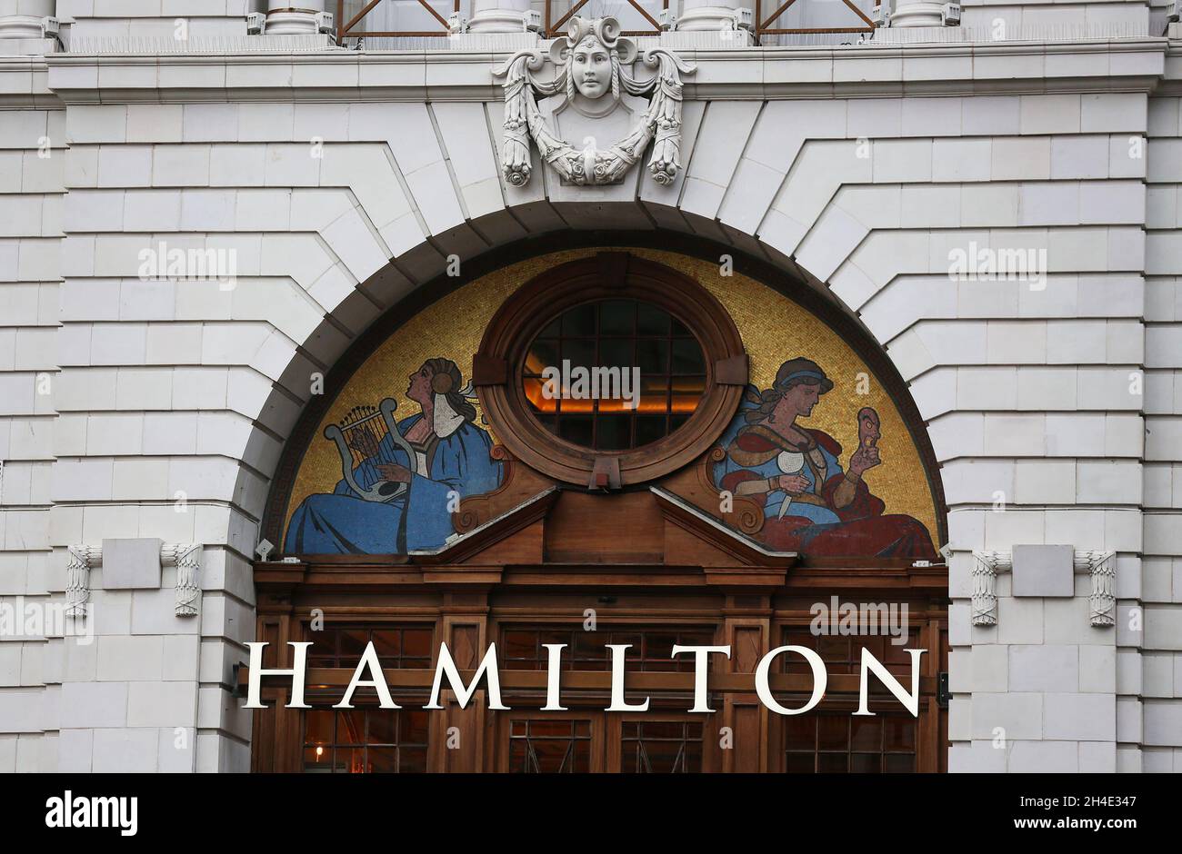 A general view of Victoria Palace Theatre, showing Hamilton in London. Picture dated: Wednesday ...