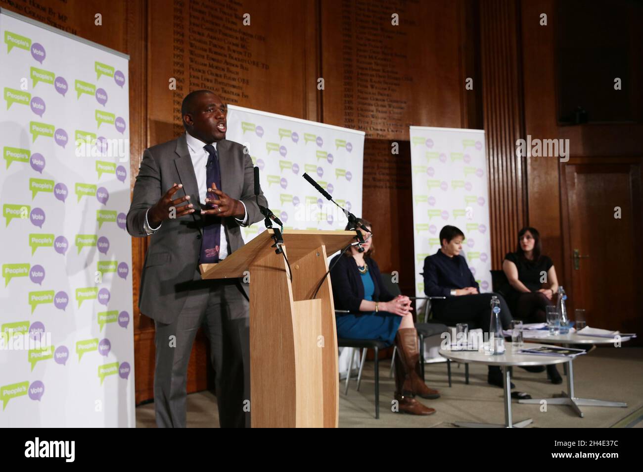 (left to right) David Lammy, Jo Swinson, Caroline Lucas, and Bridget ...