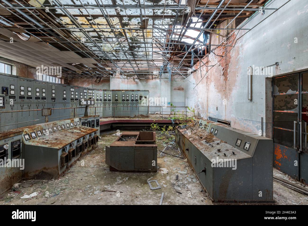 Abandoned control room of an old mine Stock Photo - Alamy