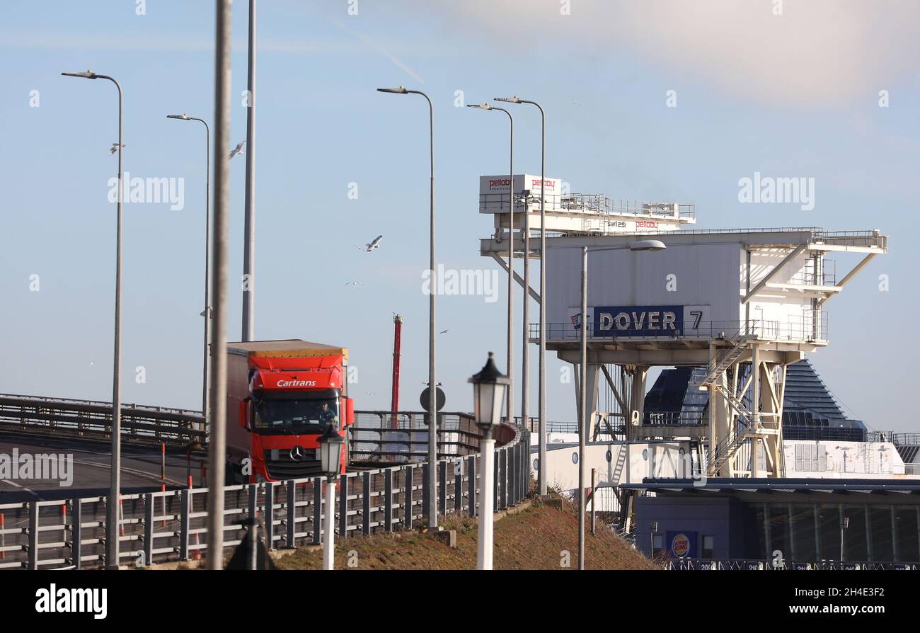 A lorry arriving at the Port of Dover in Kent. Picture dated: Thursday ...