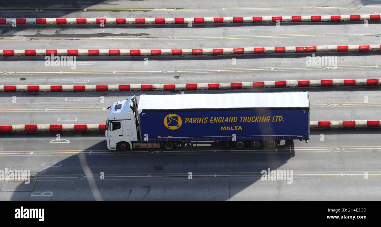 A lorry arriving at the Port of Dover in Kent. Picture dated: Thursday ...