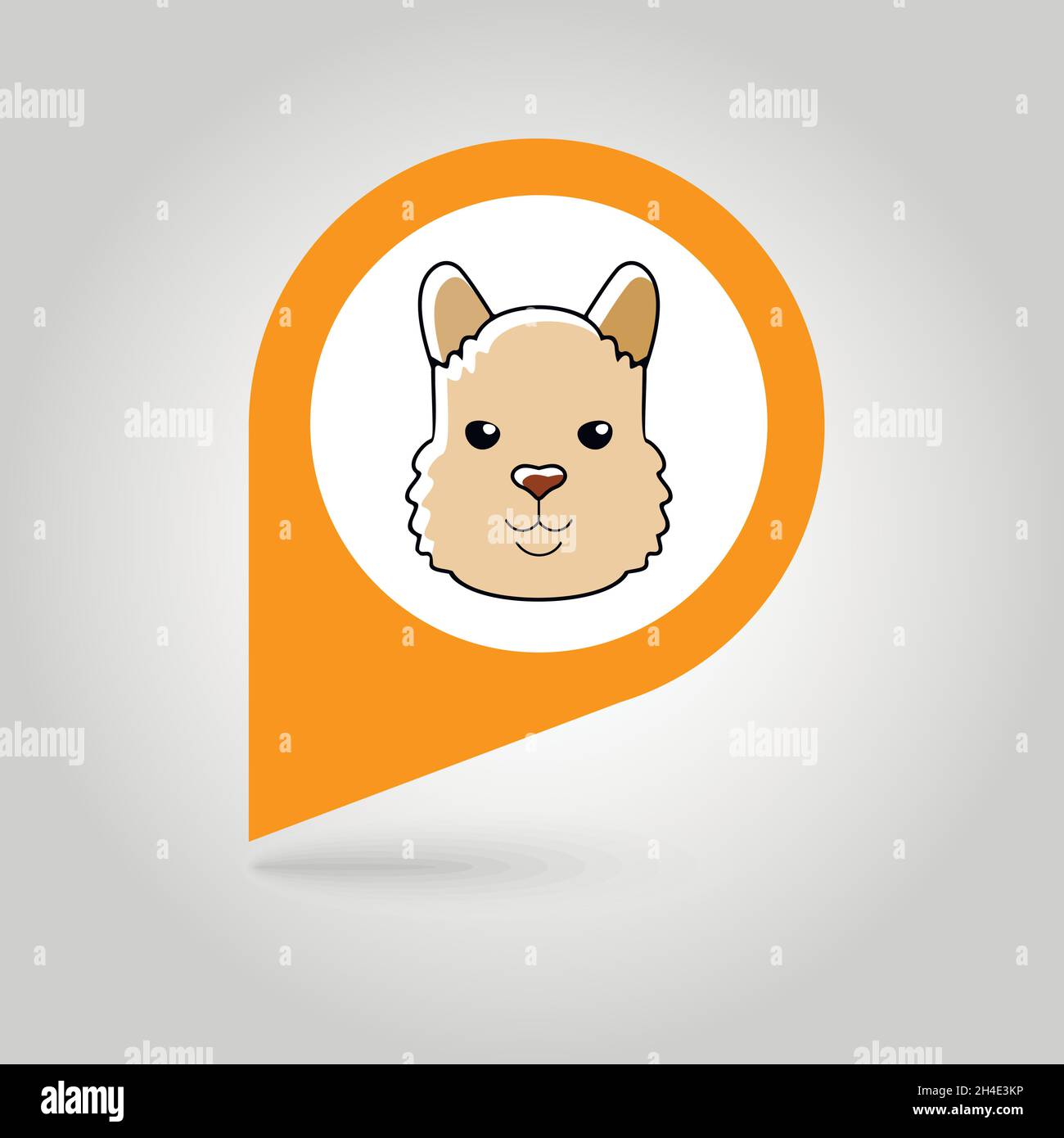 Lama alpaca guanaco flat pin map icon. Map pointer. Map markers. Animal ...