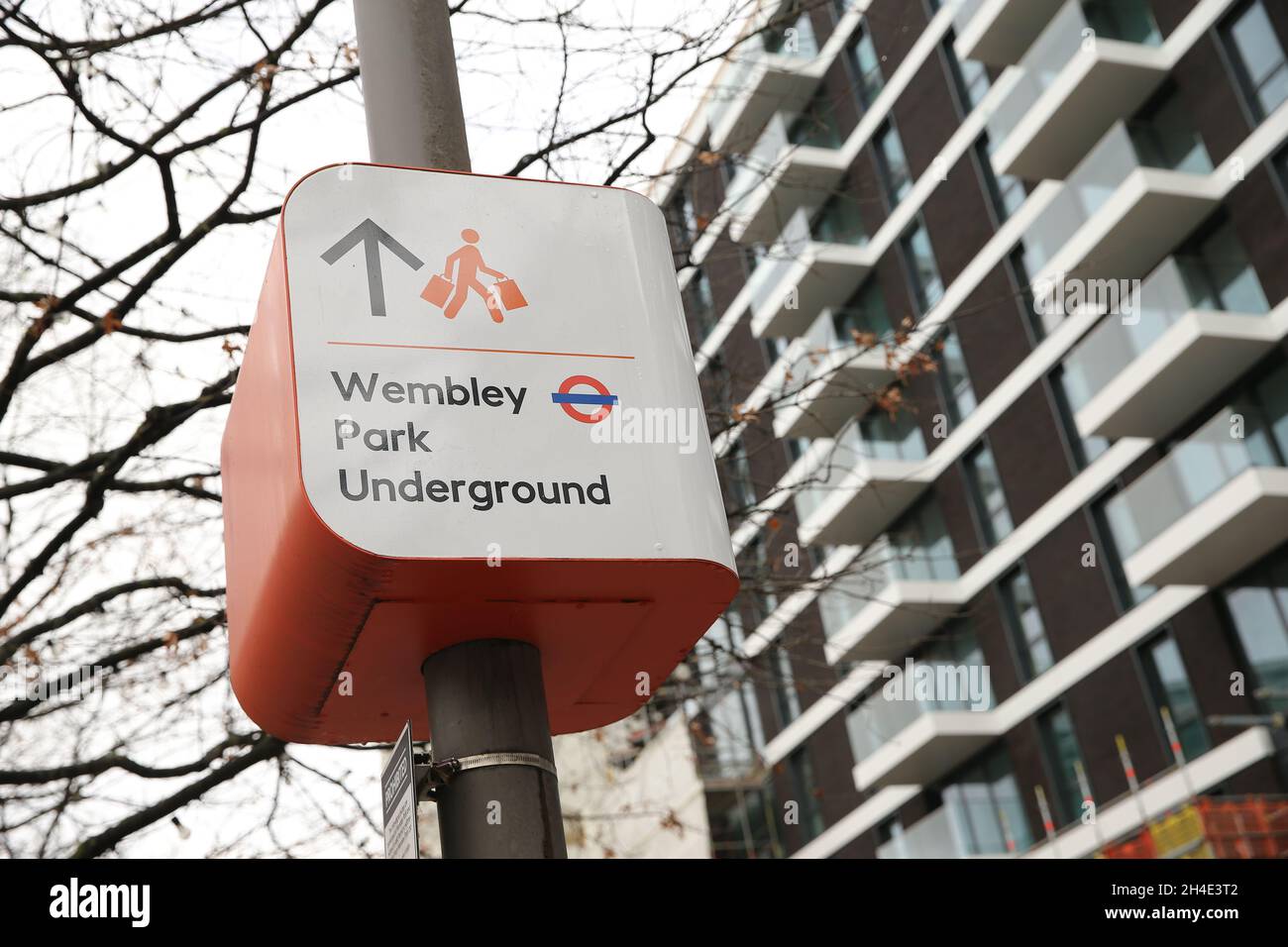 A street sign points at Wembley Park Underground near the SSE Arena in ...