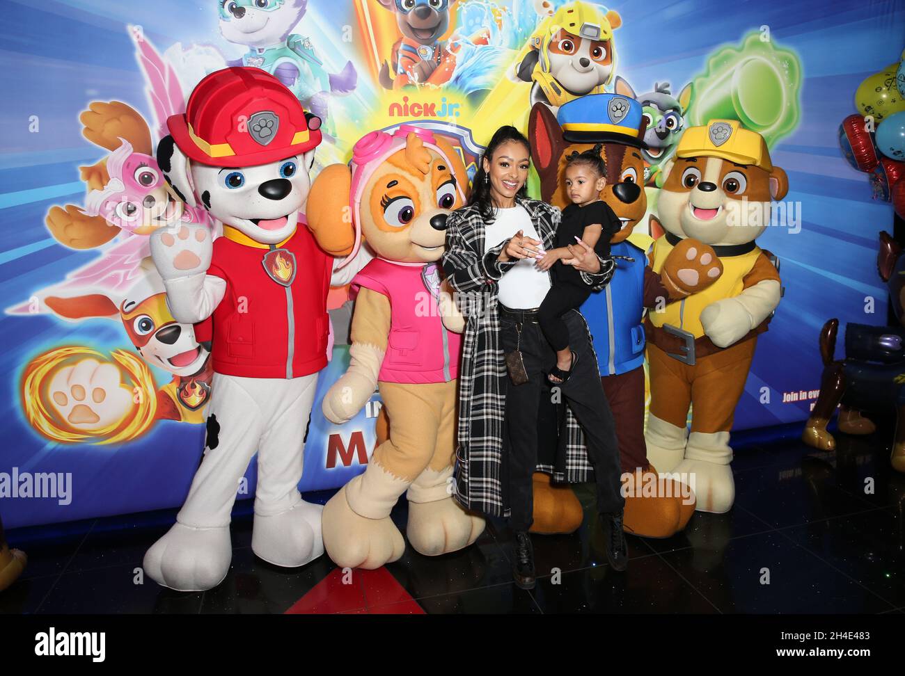 Jayde Pierce and daughter attending the Gala screening of Paw Patrol ...