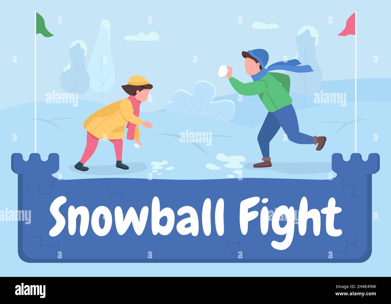 Snowball fight poster flat vector template Stock Vector Image & Art - Alamy