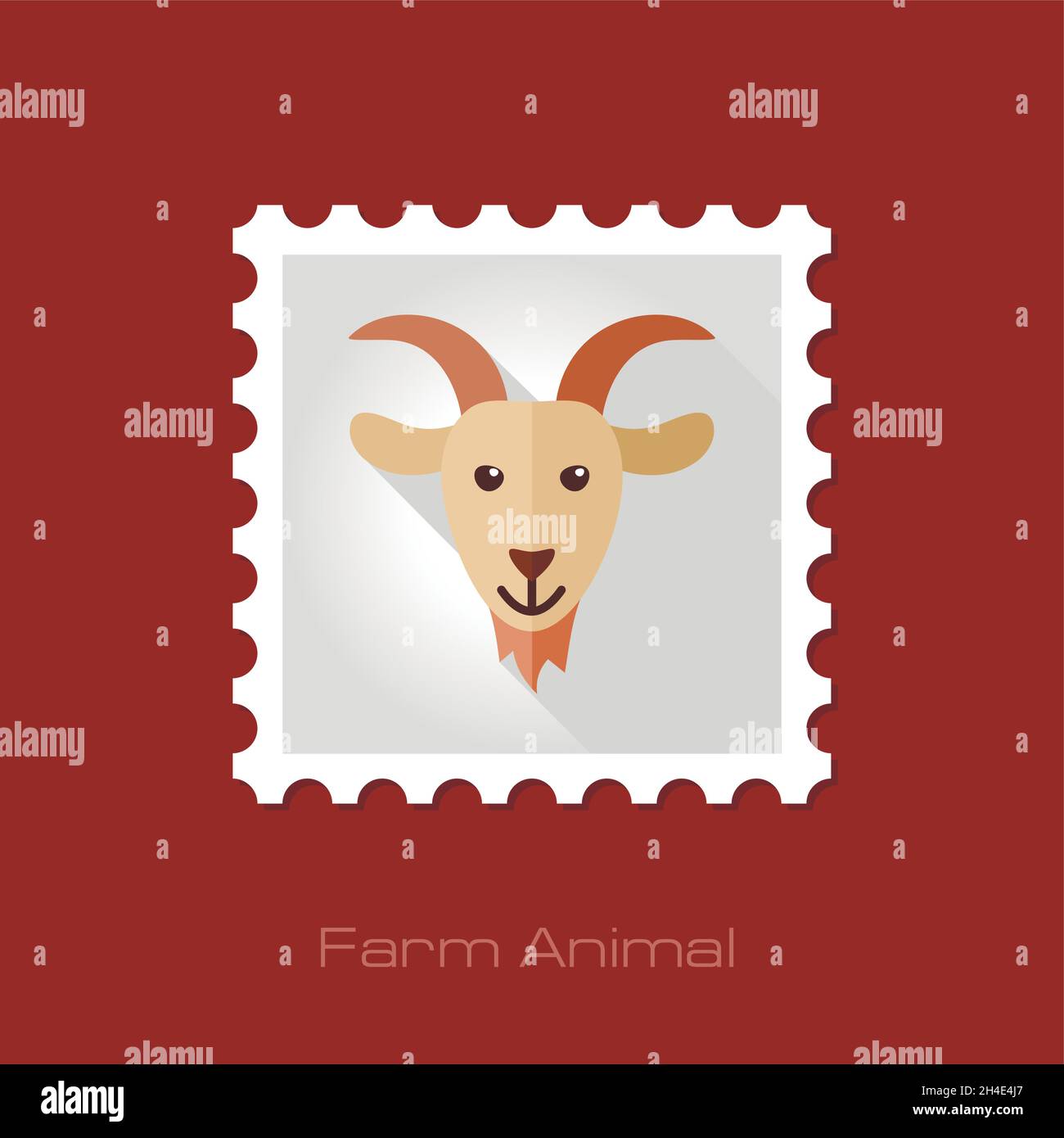 Goat flat stamp. Animal head vector illustration, eps 10 Stock Vector ...