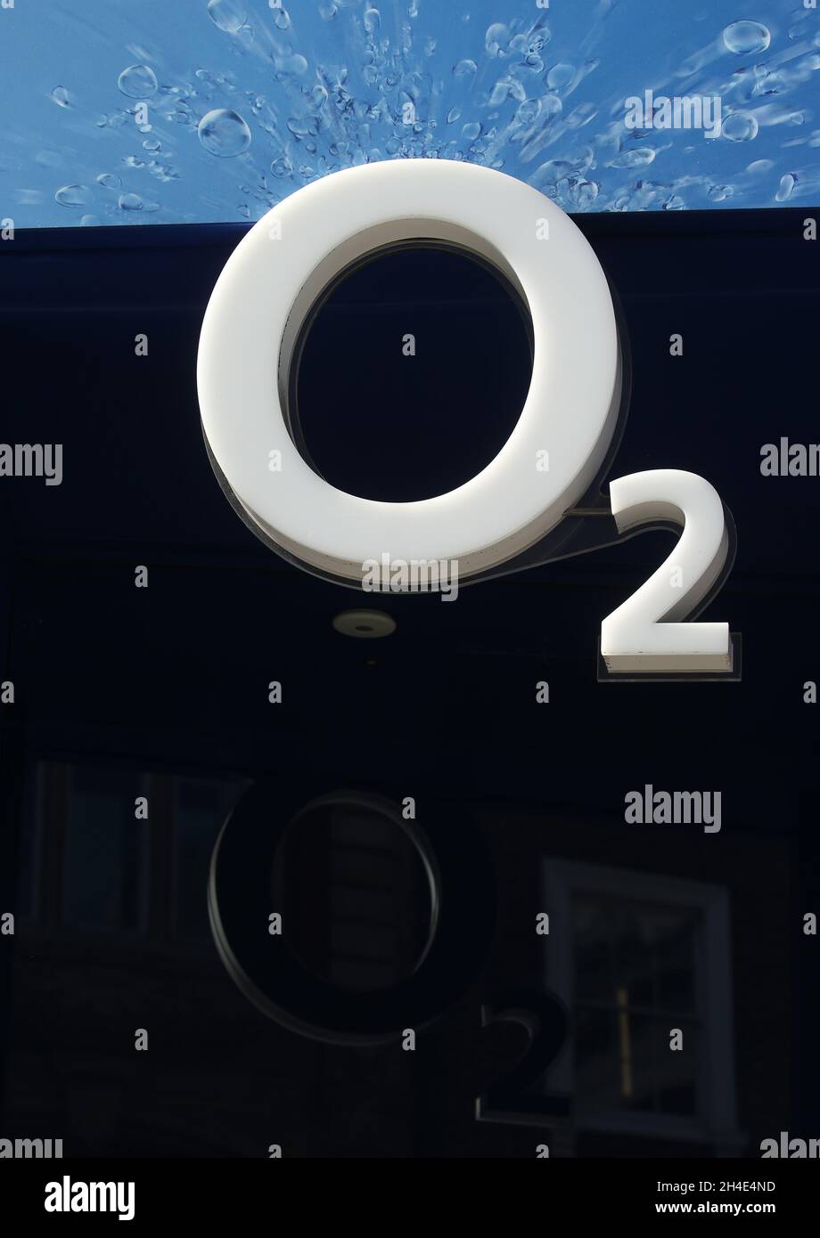 An O2 logo outside the phone store in Oxford Street, central London ...