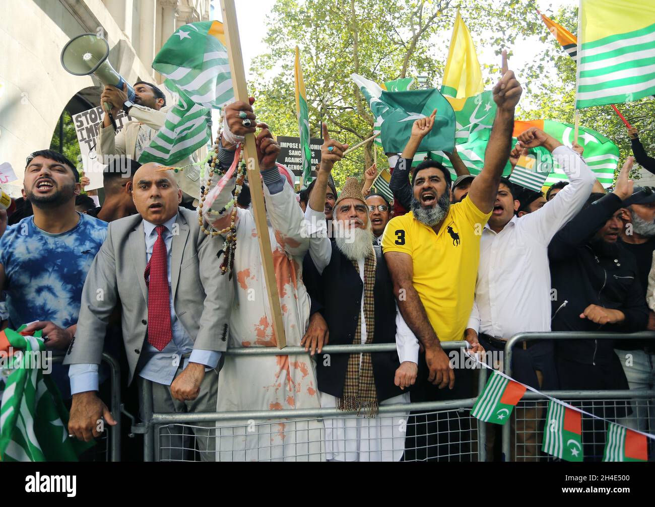 Demonstrators during a Freedom For Kashmir protest against the Indian ...