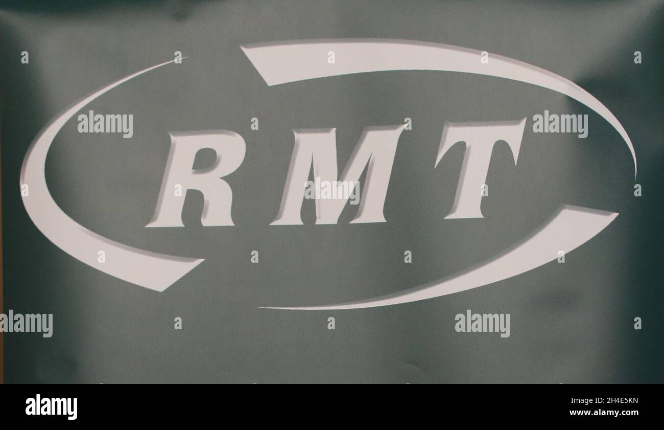 RMT logo displayed during the Labour Party annual conference at the ...