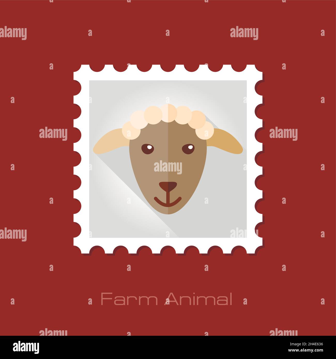 Sheep flat stamp. Animal head vector illustration, eps 10 Stock Vector ...