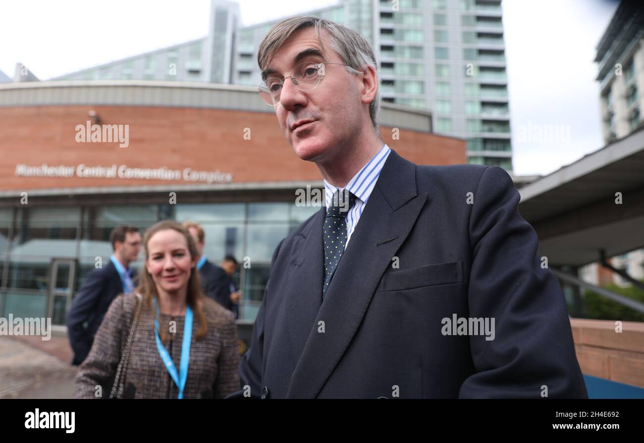 Leader of the House of Commons Jacob Rees-Mogg and wife Helena during a ...