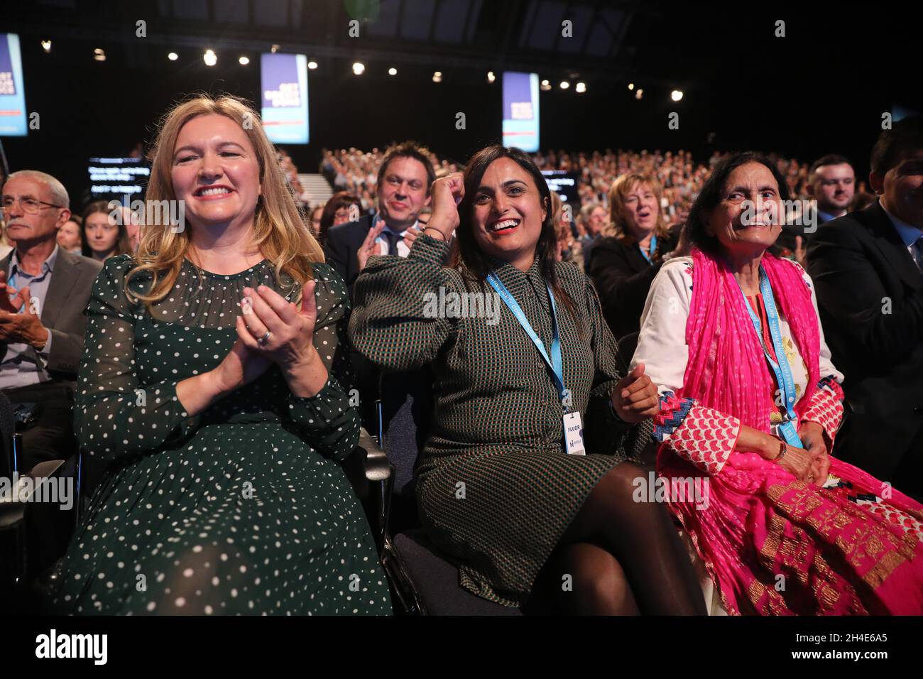 (left) Laura Javid, wife of Chancellor of the Exchequer Sajid Javid ...