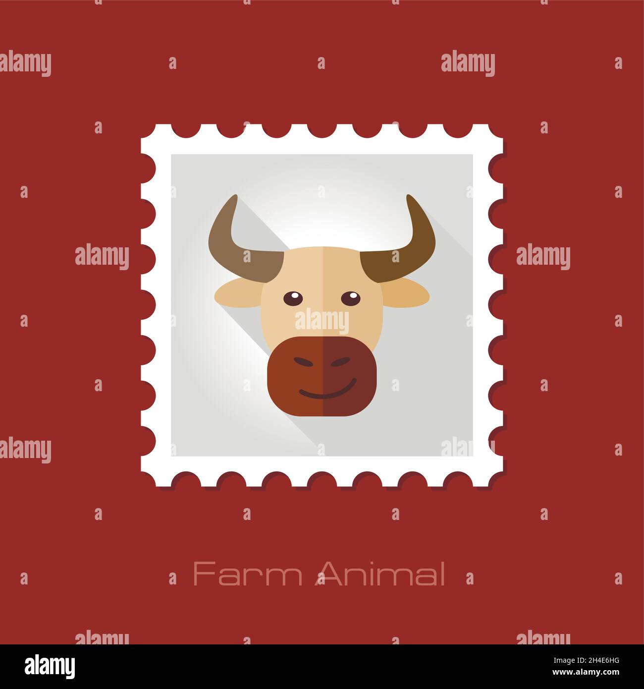 Bull flat stamp. Animal head vector illustration, eps 10 Stock Vector ...