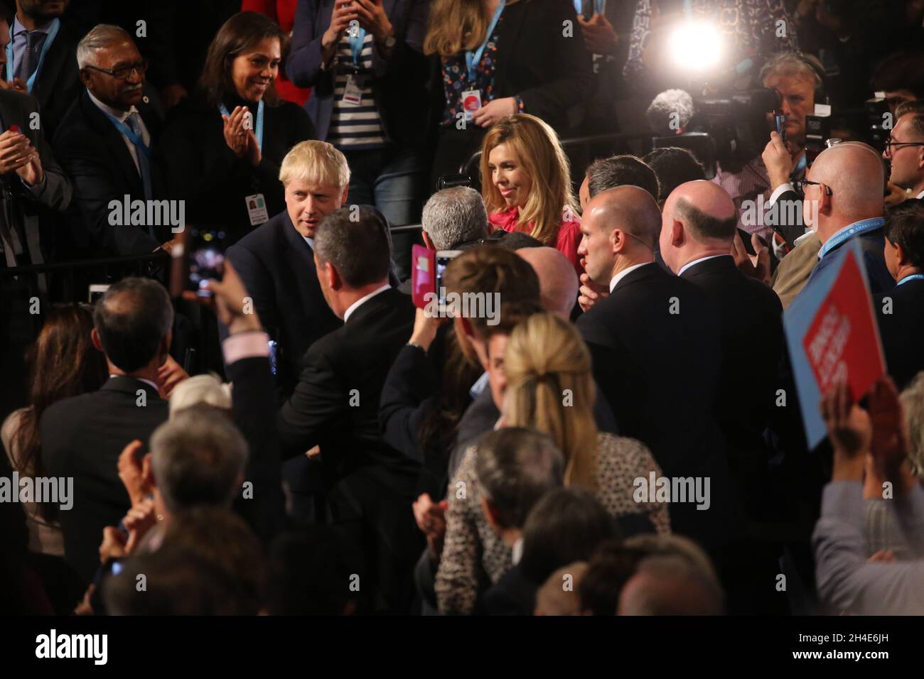 Prime Minister Boris Johnson and his girlfriend, Carrie Symonds, leave ...