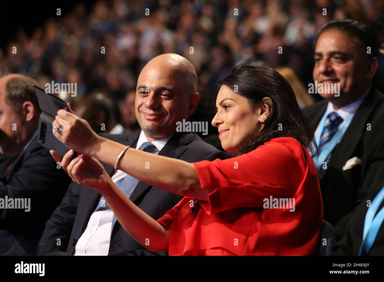 Sajid Javid and Priti Patel take a selfie ahead of the Prime Minister's ...