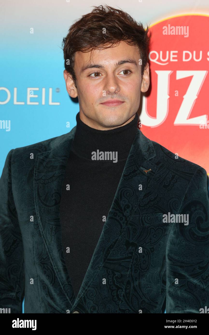 Tom Daley attending the Cirque du Soleil's red carpet premiere of LUZIA ...