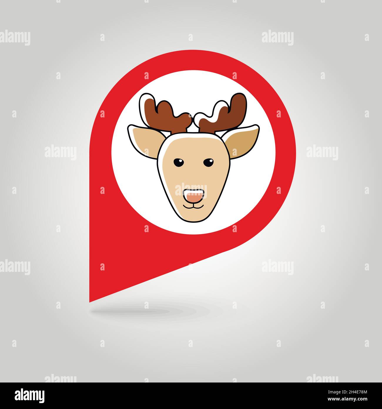 Deer flat pin map icon. Map pointer. Map markers. Animal head vector ...