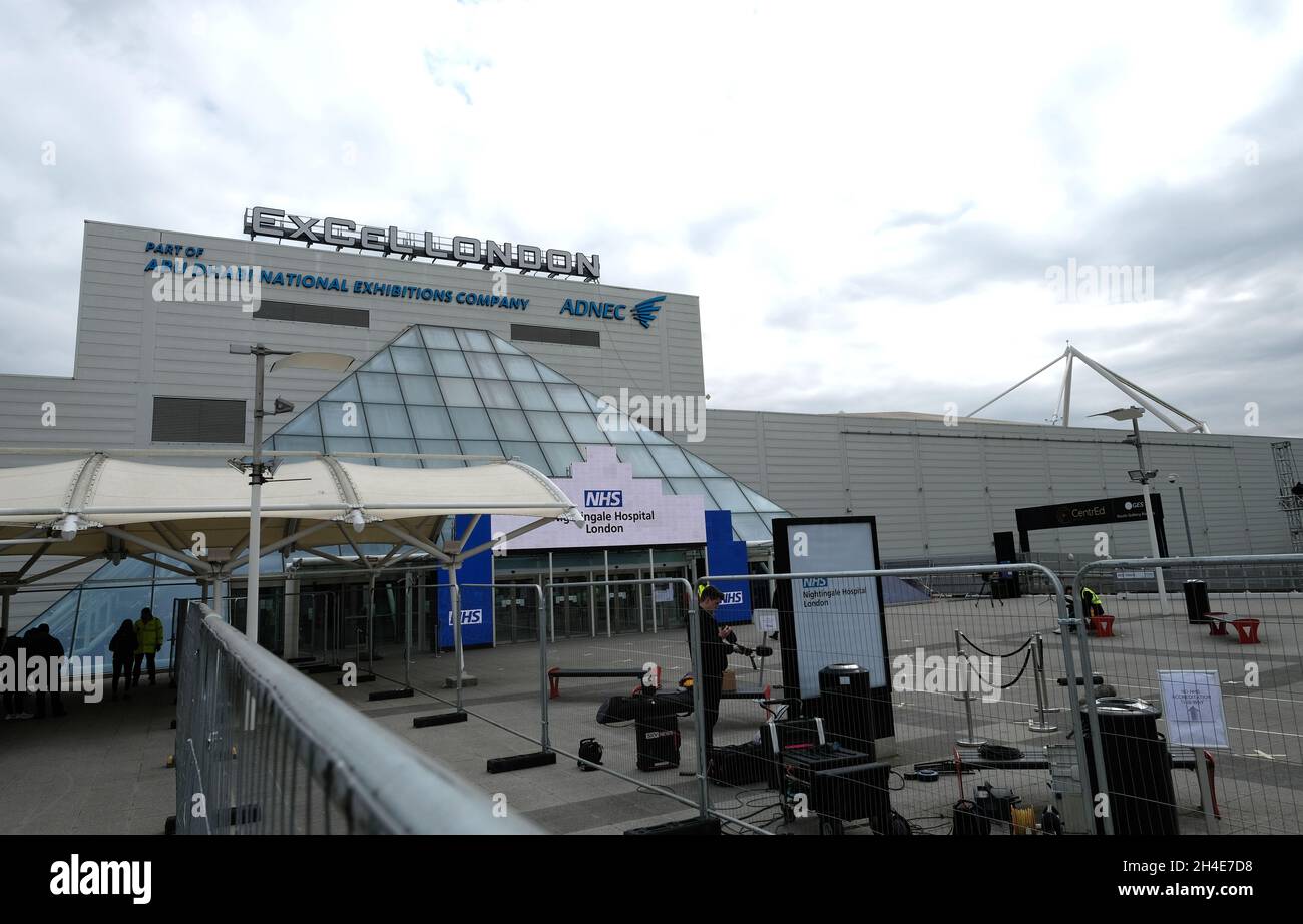 A general view of the NHS Nightingale Hospital at the ExCel centre in ...