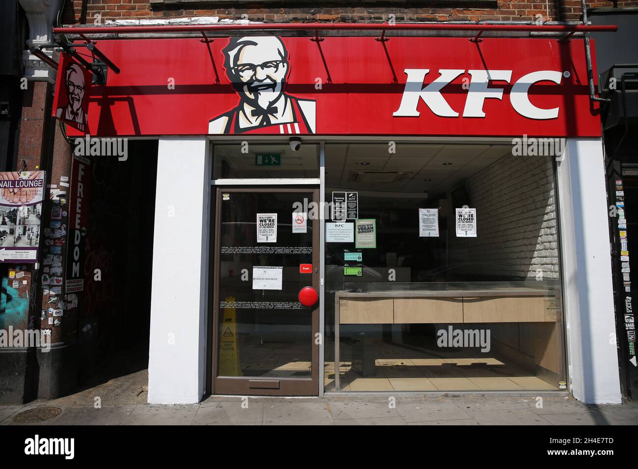 A KFC branch remains closed near Aldgate East in east London, as the UK ...