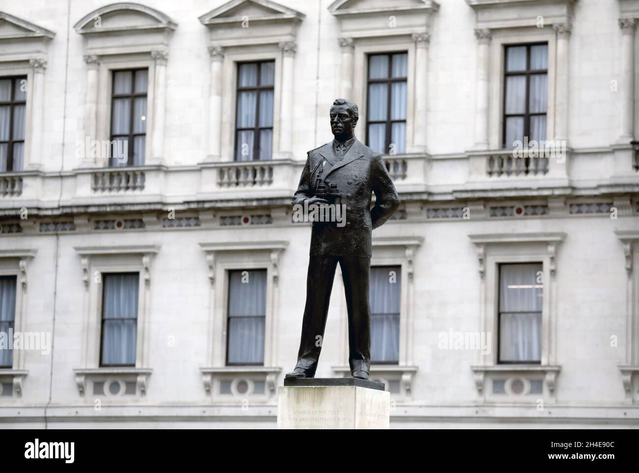 A statue of Earl Mountbatten in House Guards Road, one within a list of ...