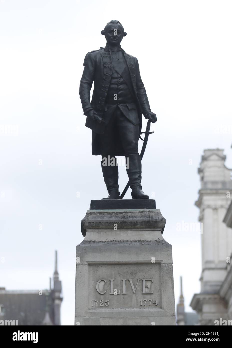A statue of Robert Clive in King Charles Street, one within a list of ...