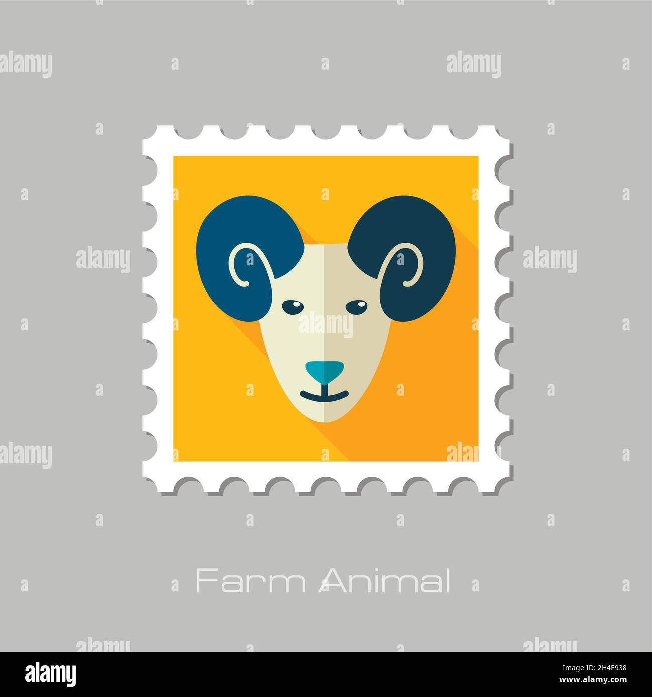 Sheep flat stamp. Animal head vector illustration, eps 10 Stock Vector ...