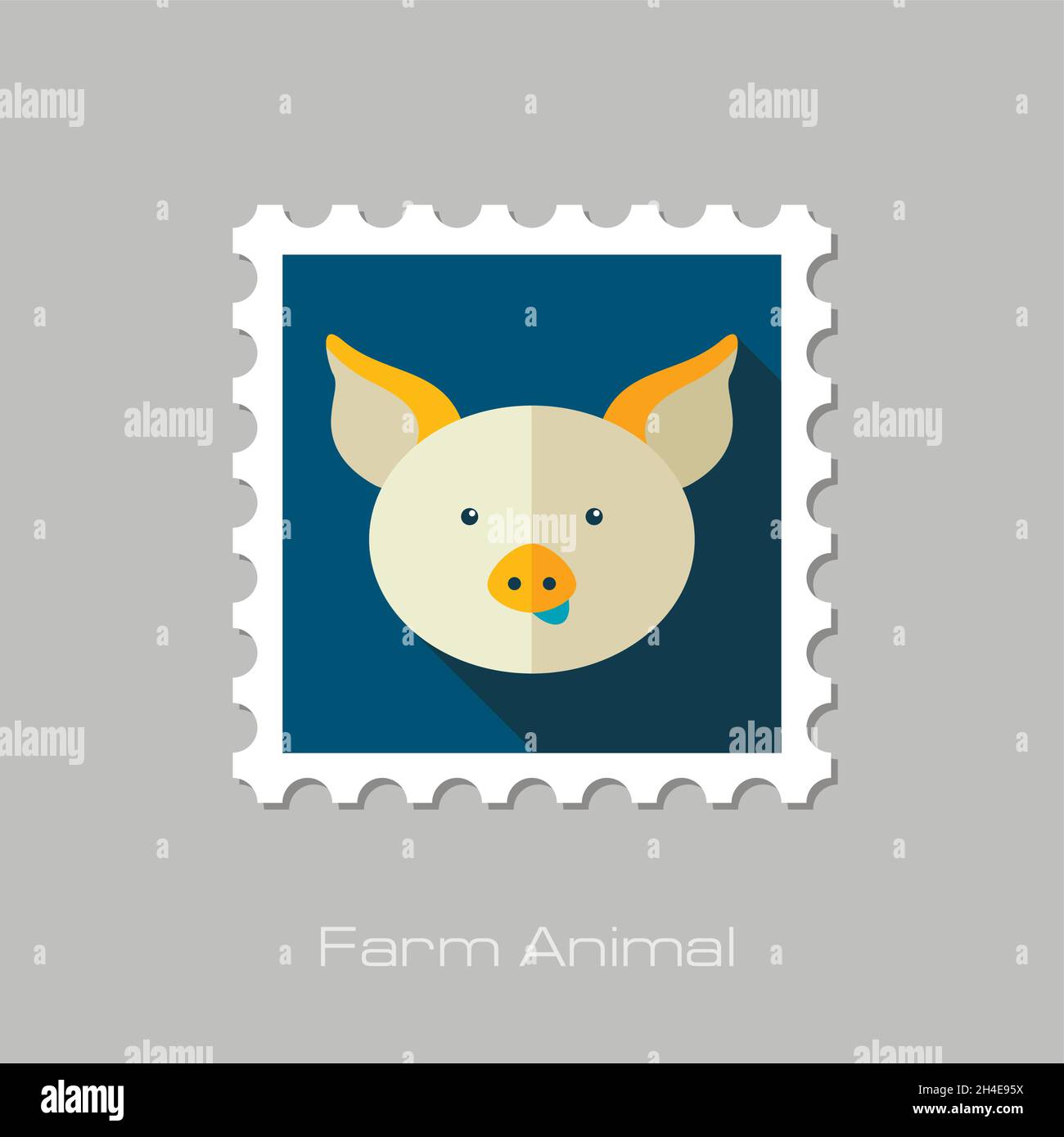Pig flat stamp. Animal head vector illustration, eps 10 Stock Vector ...