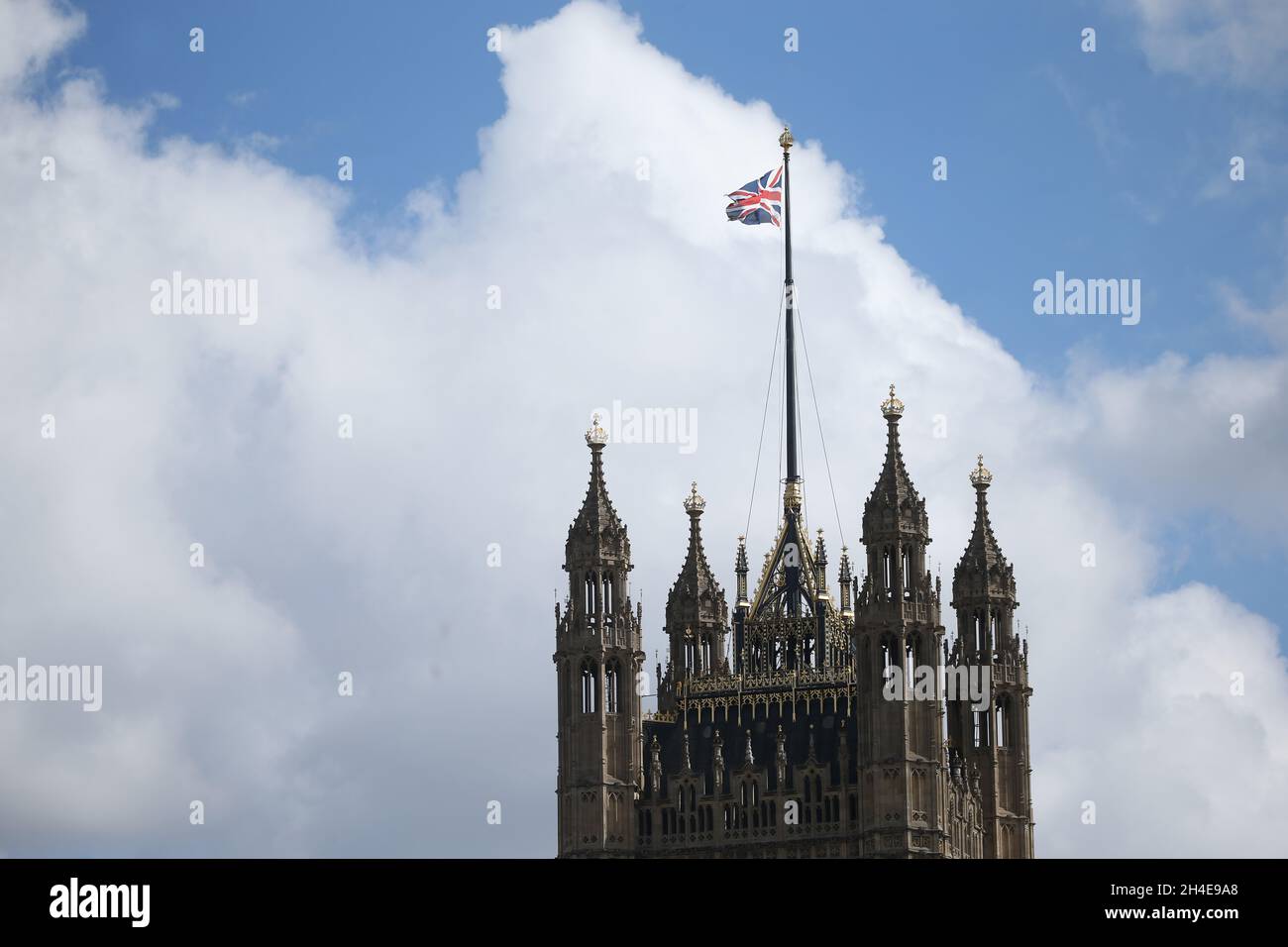 Top of victoria tower with union jack hi-res stock photography and ...