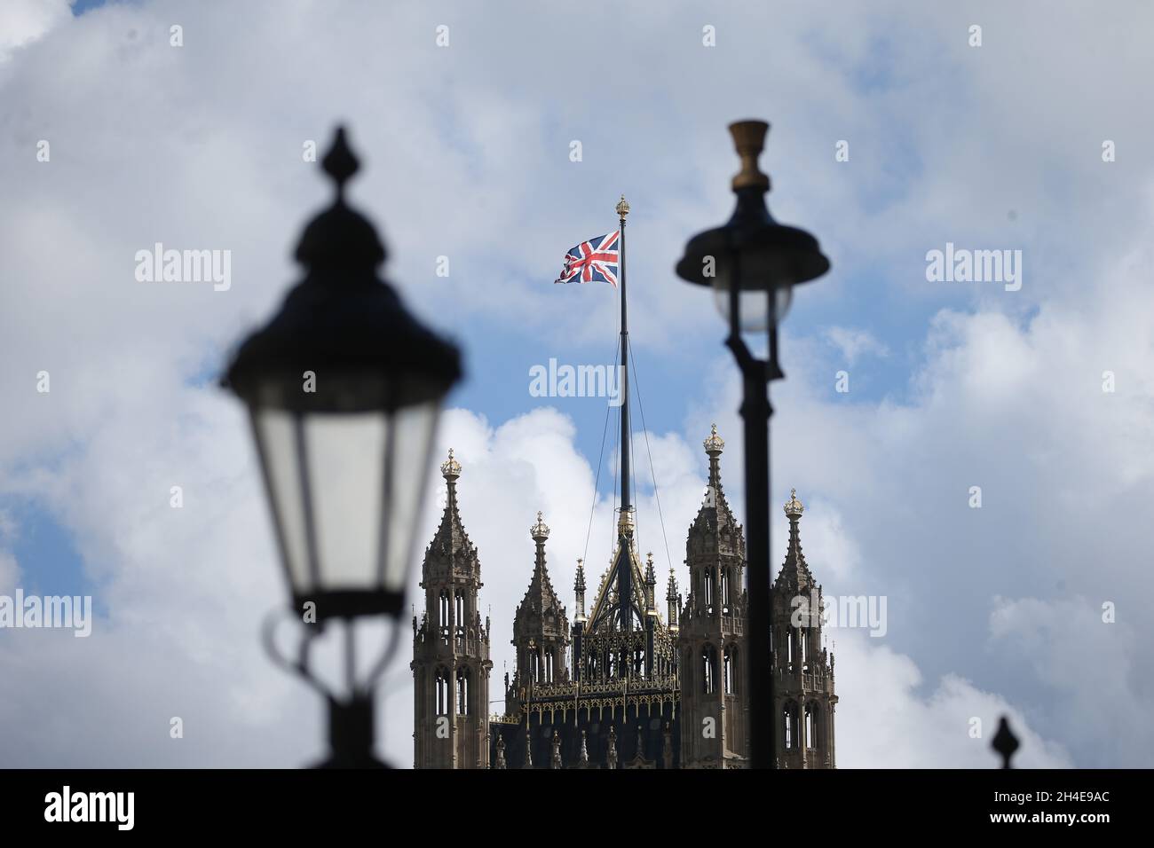 Top of victoria tower with union jack hi-res stock photography and ...