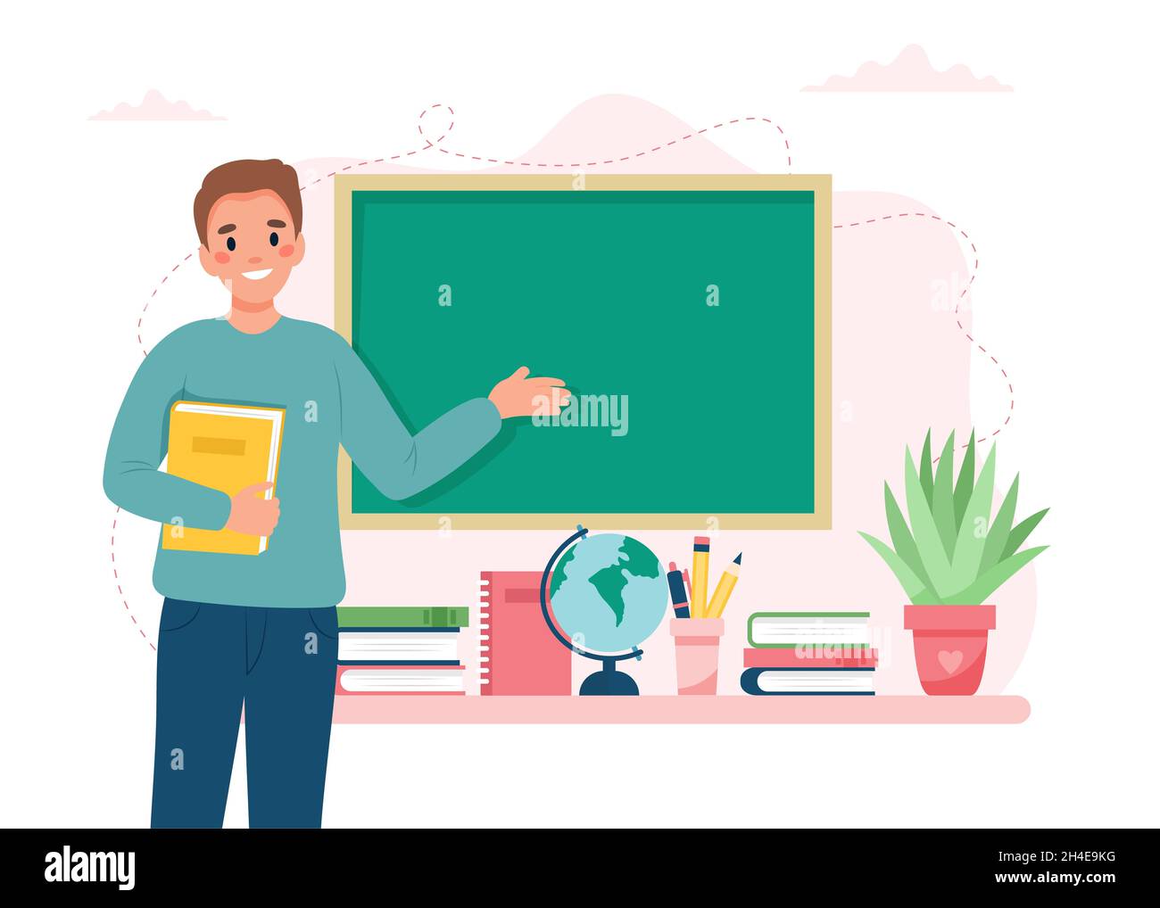 Teacher in classroom. School and learning concept, teacher s day. Cute ...