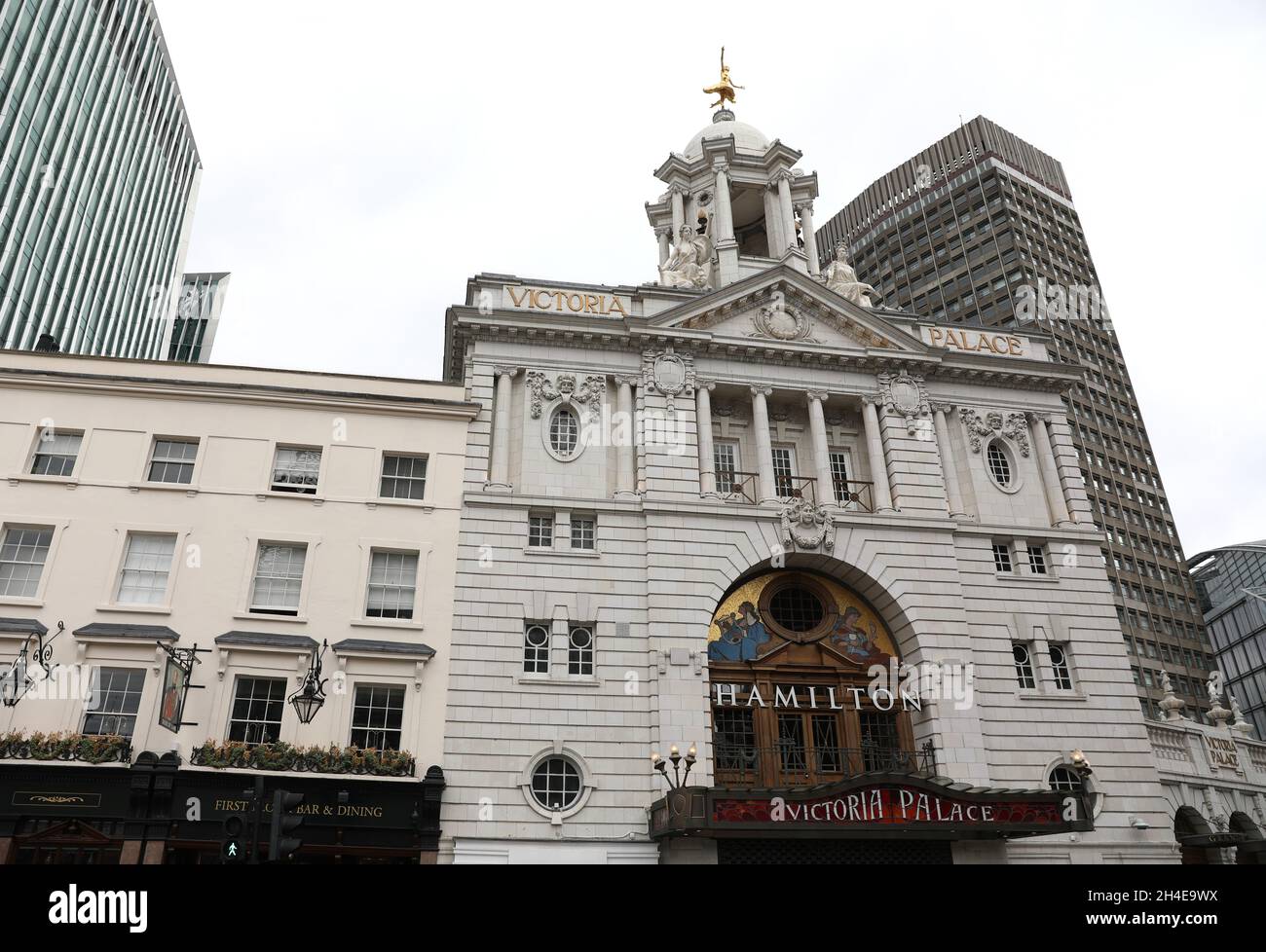 A general view of Victoria Palace Theatre, showing Hamilton in London. Picture date: Saturday ...