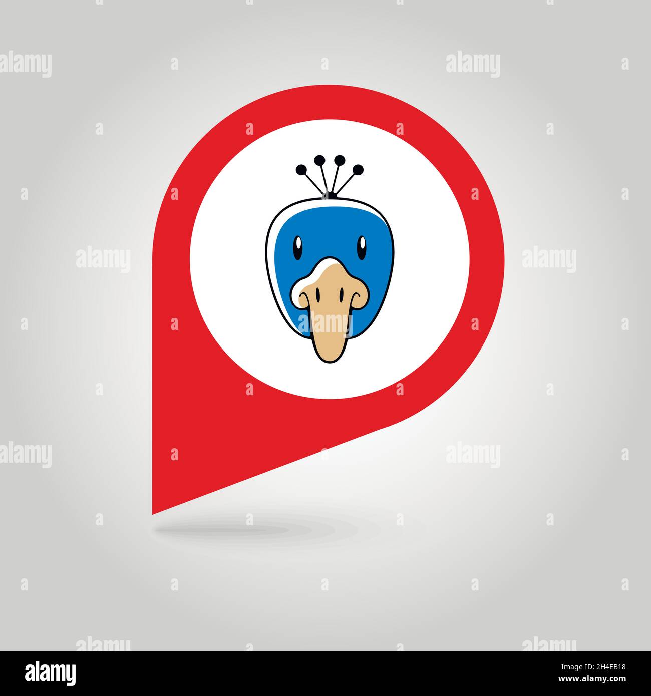 Peacock flat pin map icon. Map pointer. Map markers. Animal head vector ...