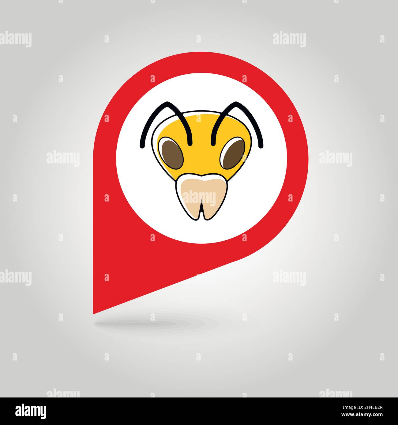 Bee wasp bumblebee flat pin map icon. Map pointer. Map markers. Animal ...