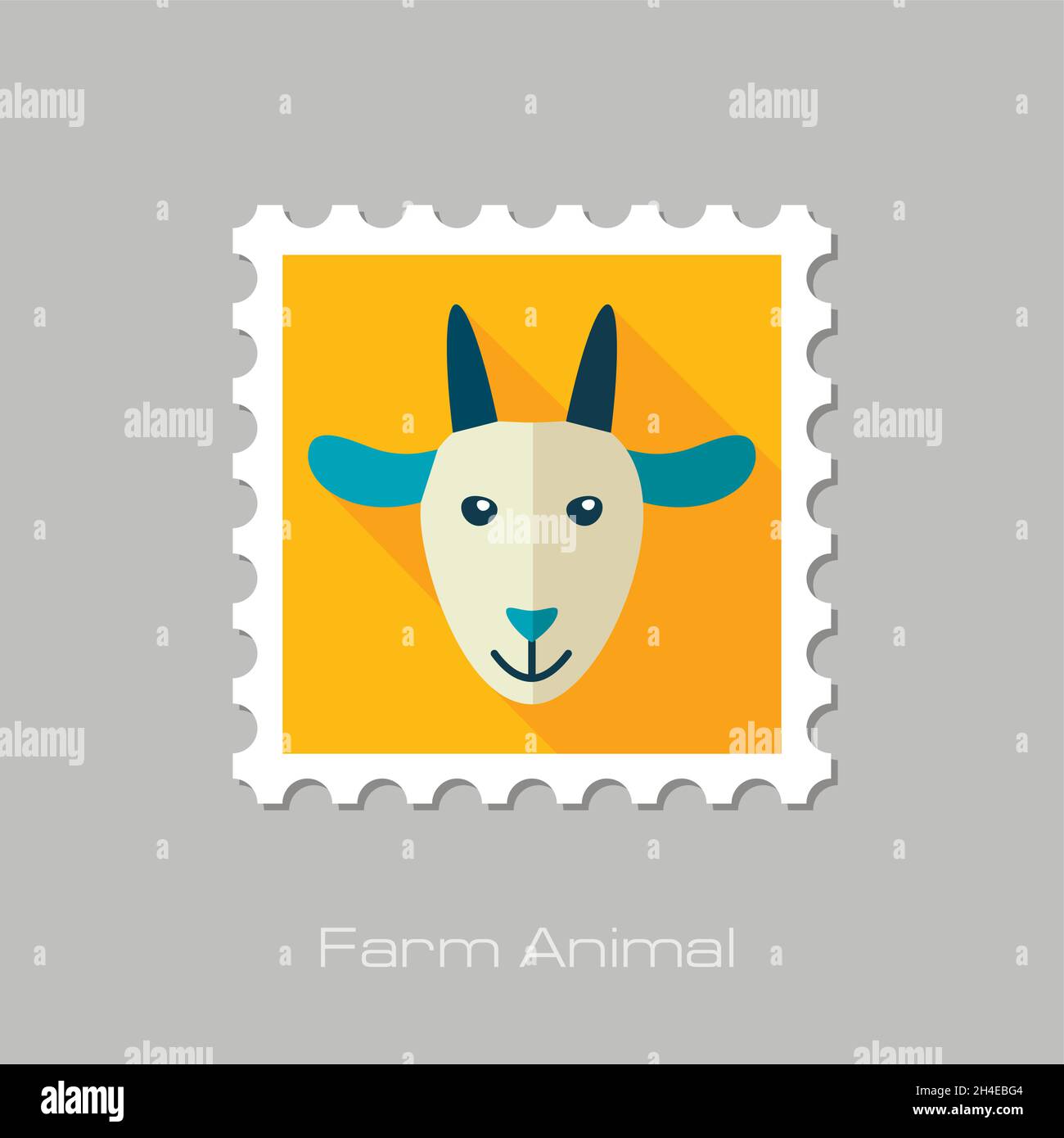 Goat flat stamp. Animal head vector illustration, eps 10 Stock Vector ...