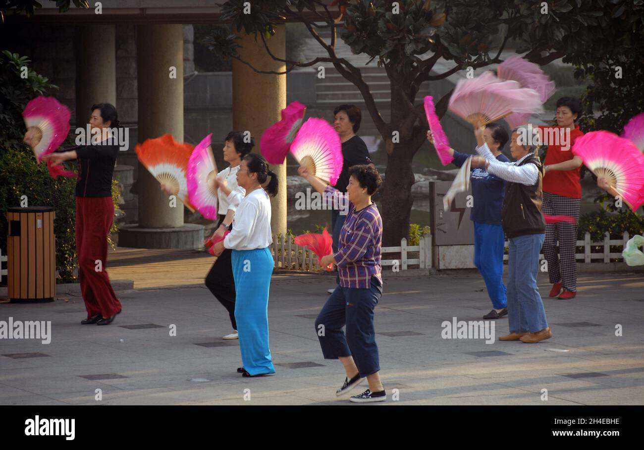 Shanghai, China: A form of tai chi in one of the city parks in Shanghai ...