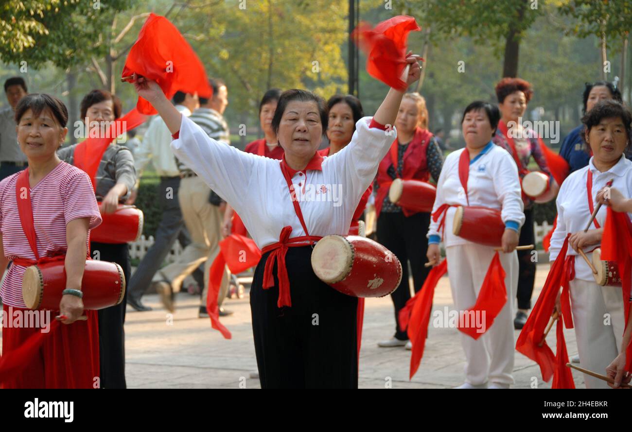 Shanghai, China: A form of tai chi in one of the city parks in Shanghai ...