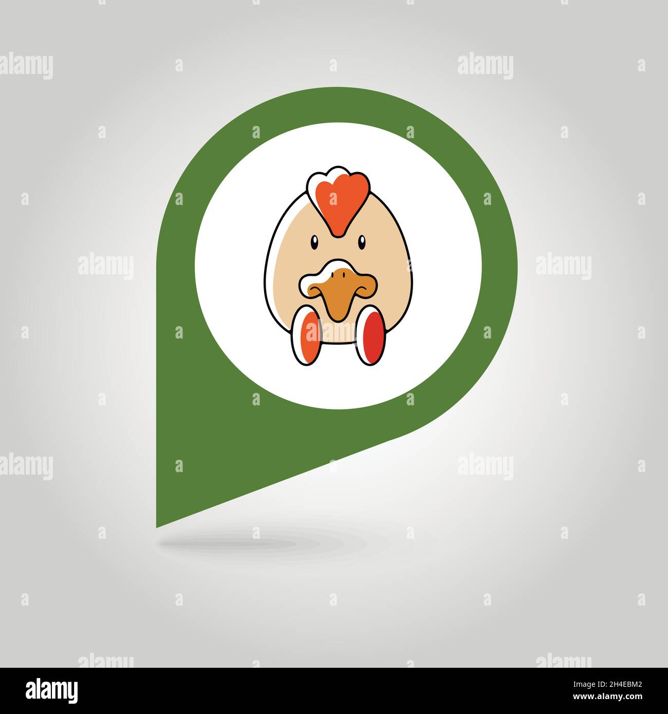 Chicken flat pin map icon. Map pointer. Map markers. Animal head vector ...
