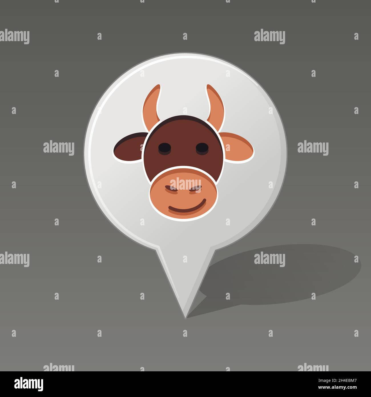 Cow pin map icon. Map pointer. Map markers. Animal head vector ...