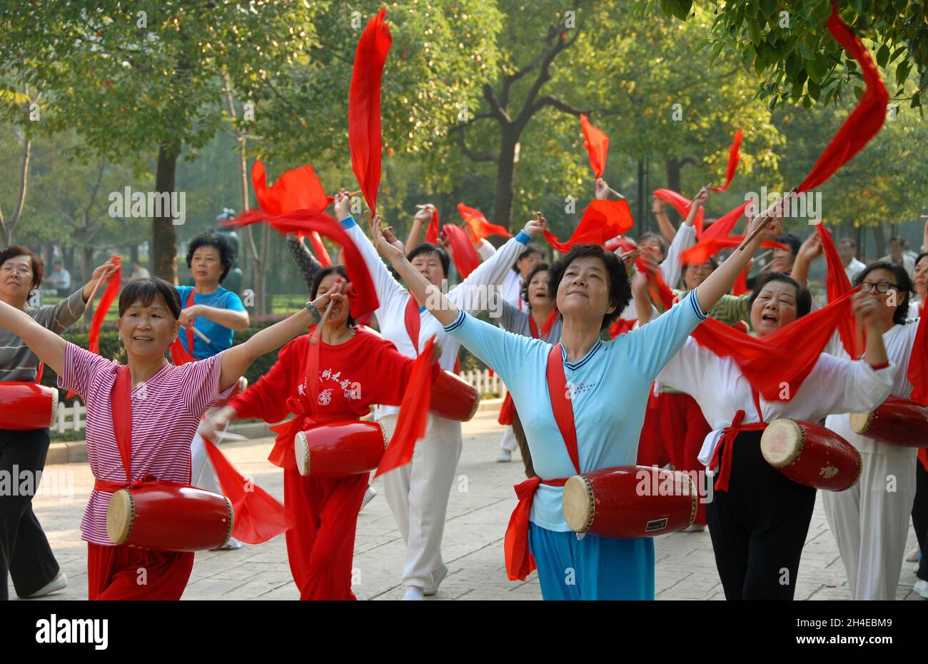 Shanghai, China: A form of tai chi in one of the city parks in Shanghai ...