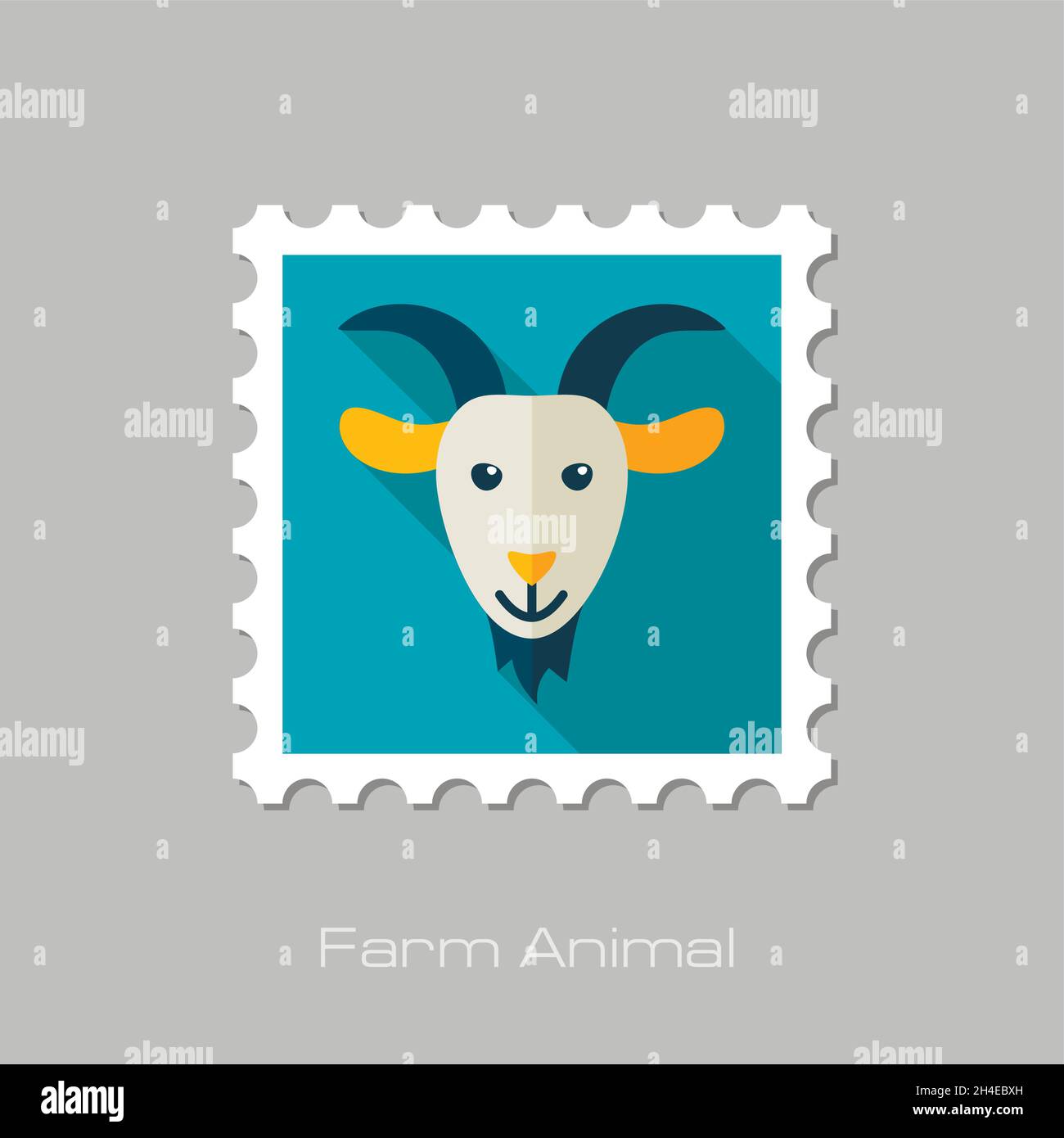 Goat flat stamp. Animal head vector illustration, eps 10 Stock Vector ...