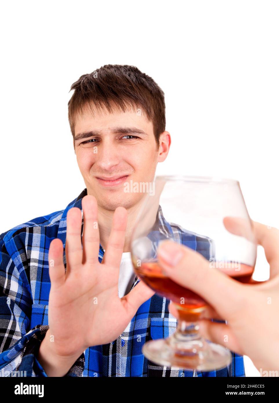 Young Man refuse an Alcohol Isolated on the White Background Stock ...
